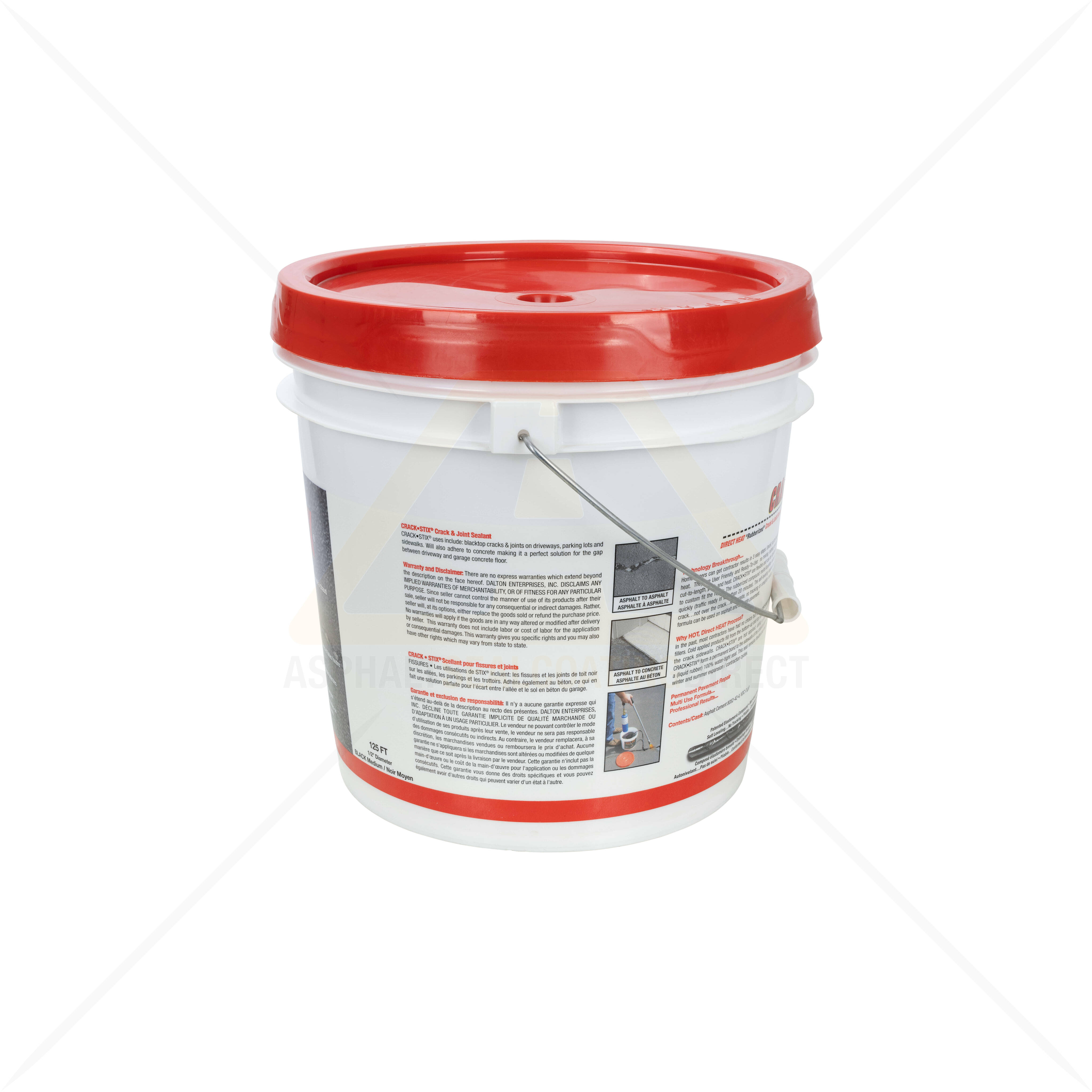 125ft x 1/2in Black Crack Stix Bucket - Easy Asphalt Repair For Medium ...