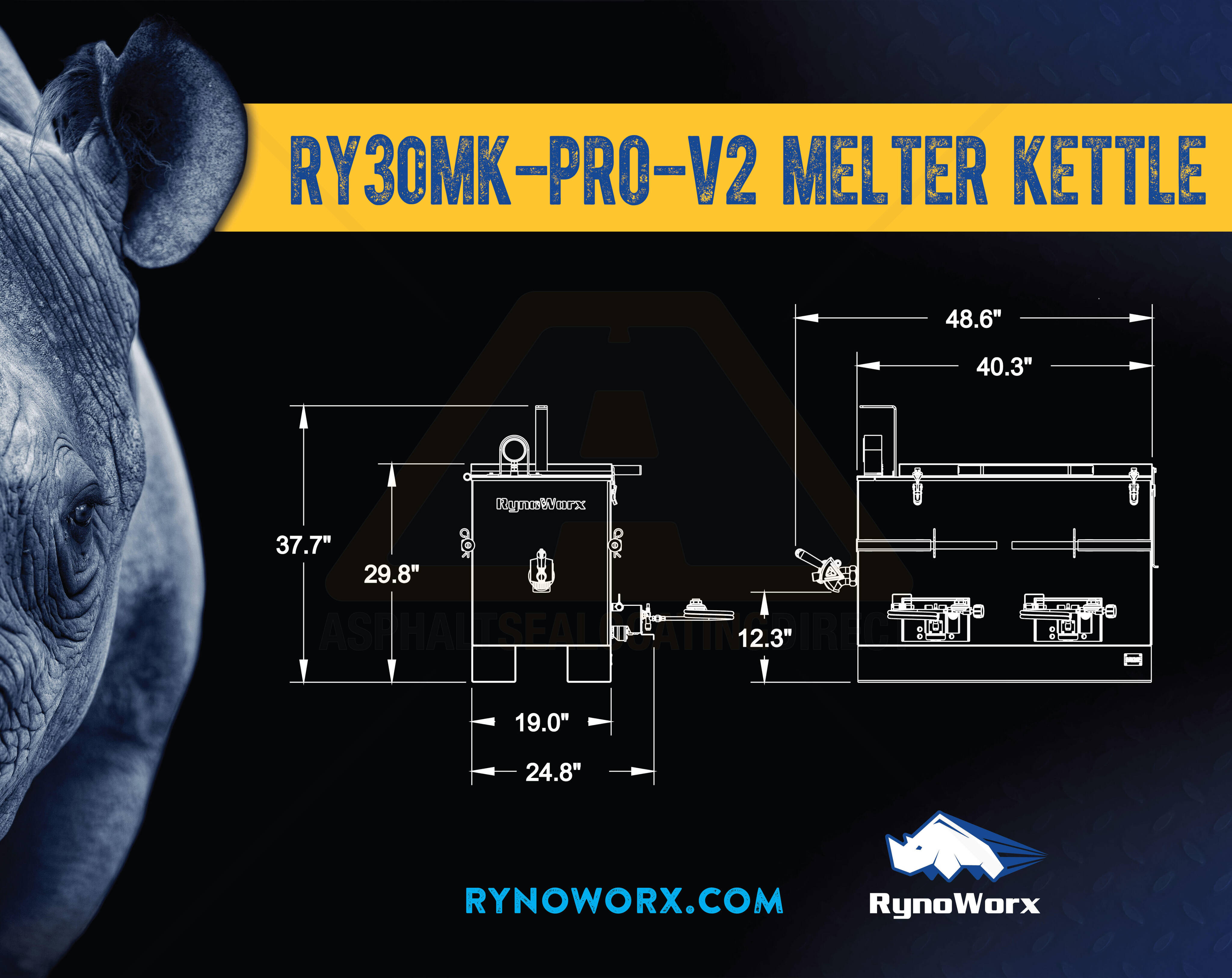 RynoWorx RY30MK-Pro 30 Gallon Professional CrackFill Melter For Sale ...